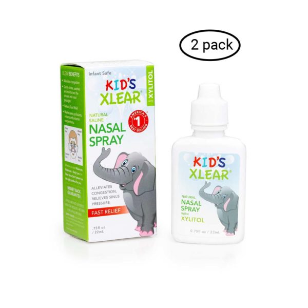 XLEAR Kid's Natural Saline Nasal Spray, (2) 0.75 oz bottles - Oral ...