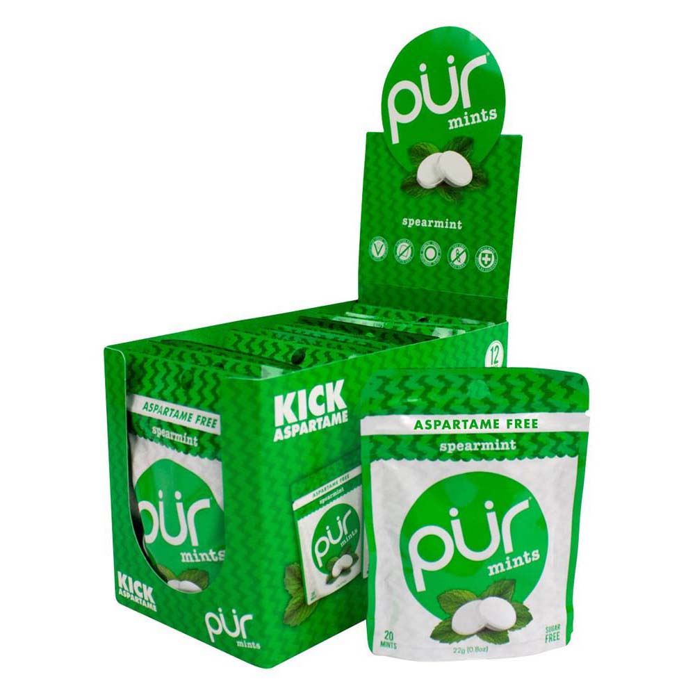 PUR Mints, Spearmint, (12) 20-pc resealable pouches | Oral Health Guru