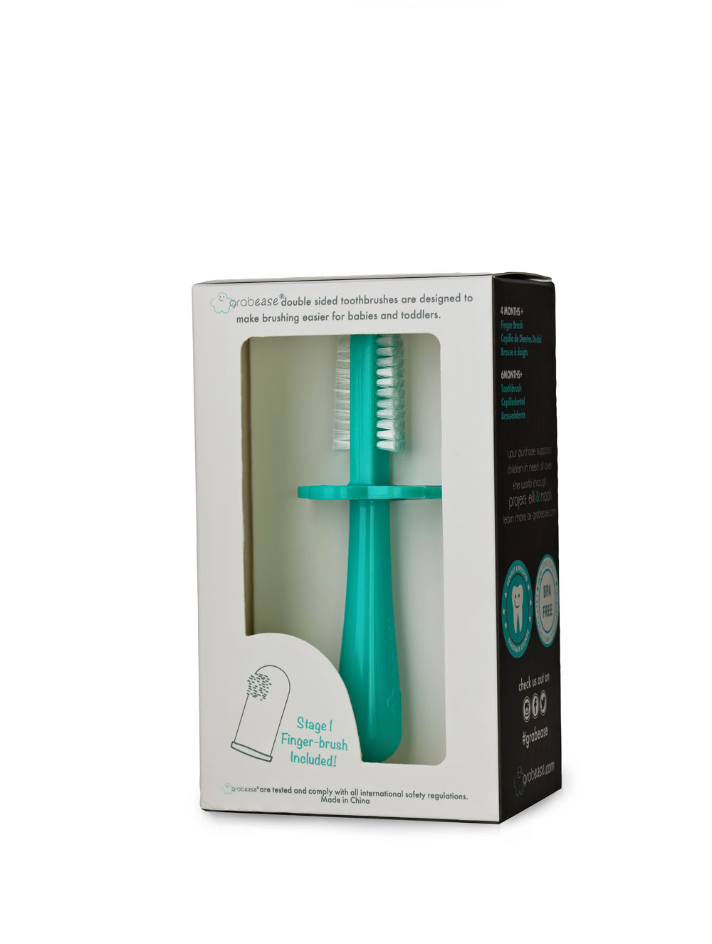 grabease Double Sided Toothbrush - Teal, 6 mo to 4 yrs | Oral Health Guru