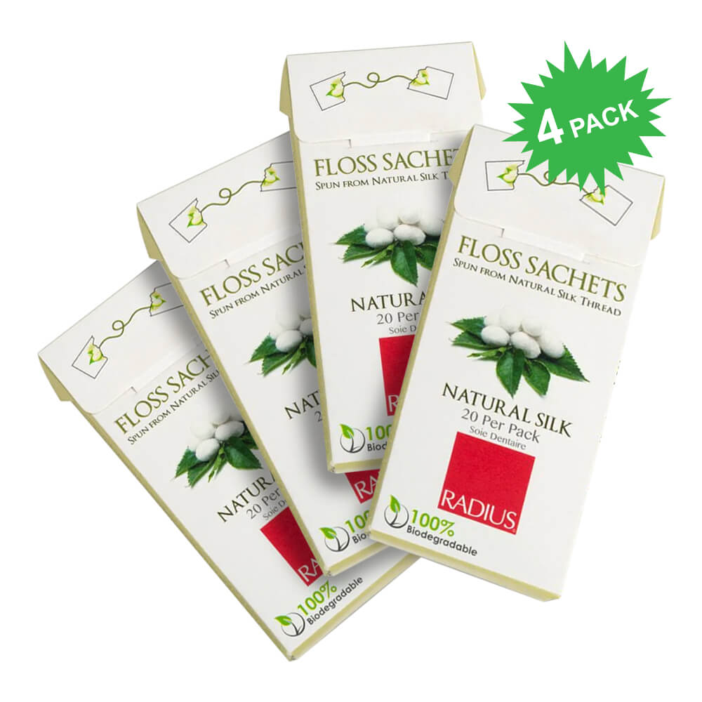 RADIUS Natural Silk Dental Floss (4 Pack) | 100% Biodegradable