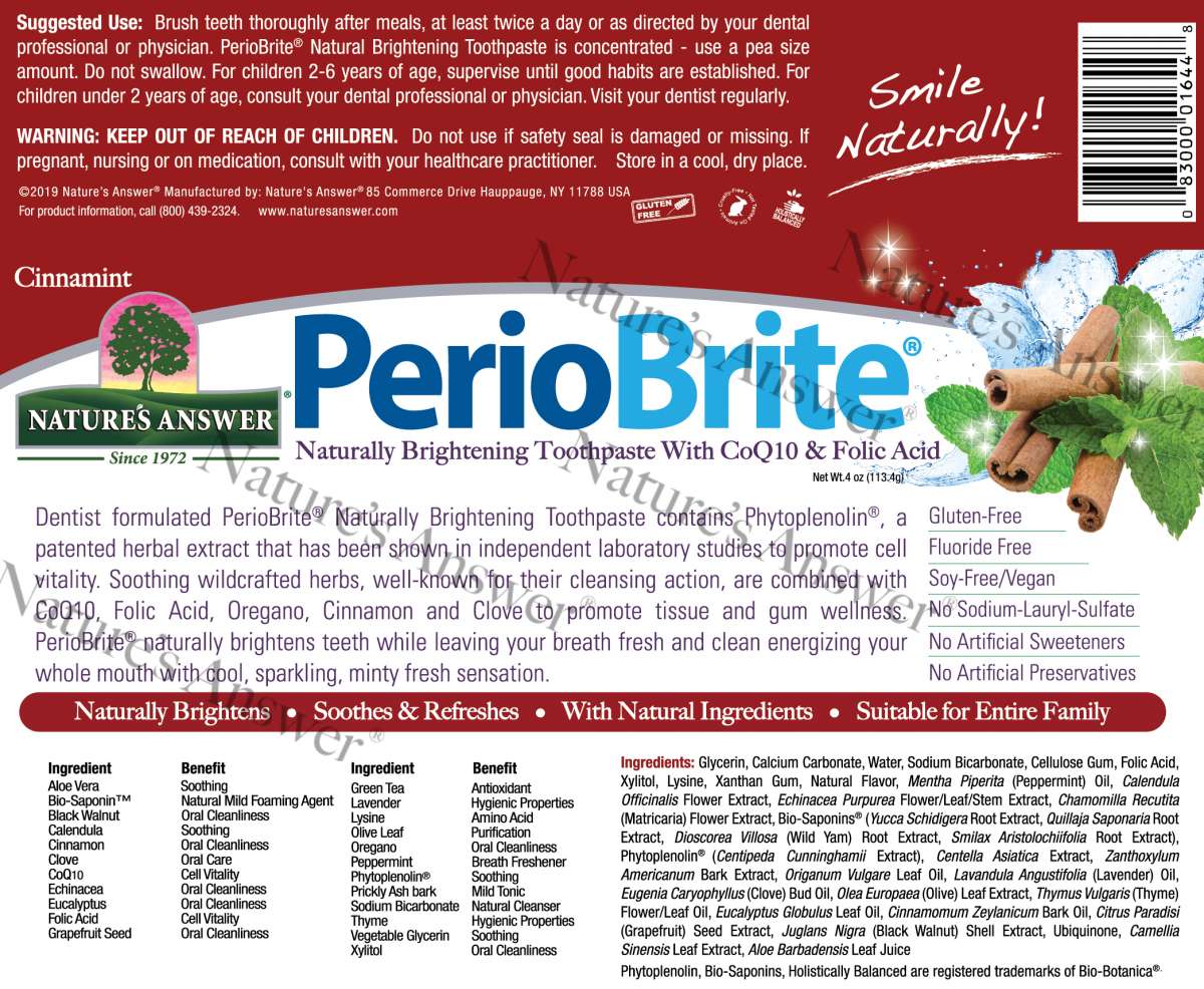 Nature's Answer PerioBrite Toothpaste, 4 oz tubes, Cinnamint, choose ...