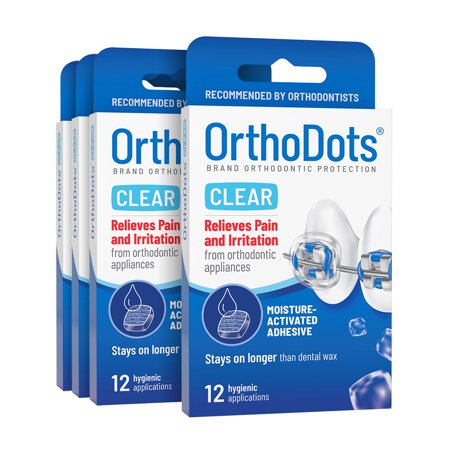 OrthoDots CLEAR Orthodontic Pads, 12 piece boxes, choose single or 4 ...