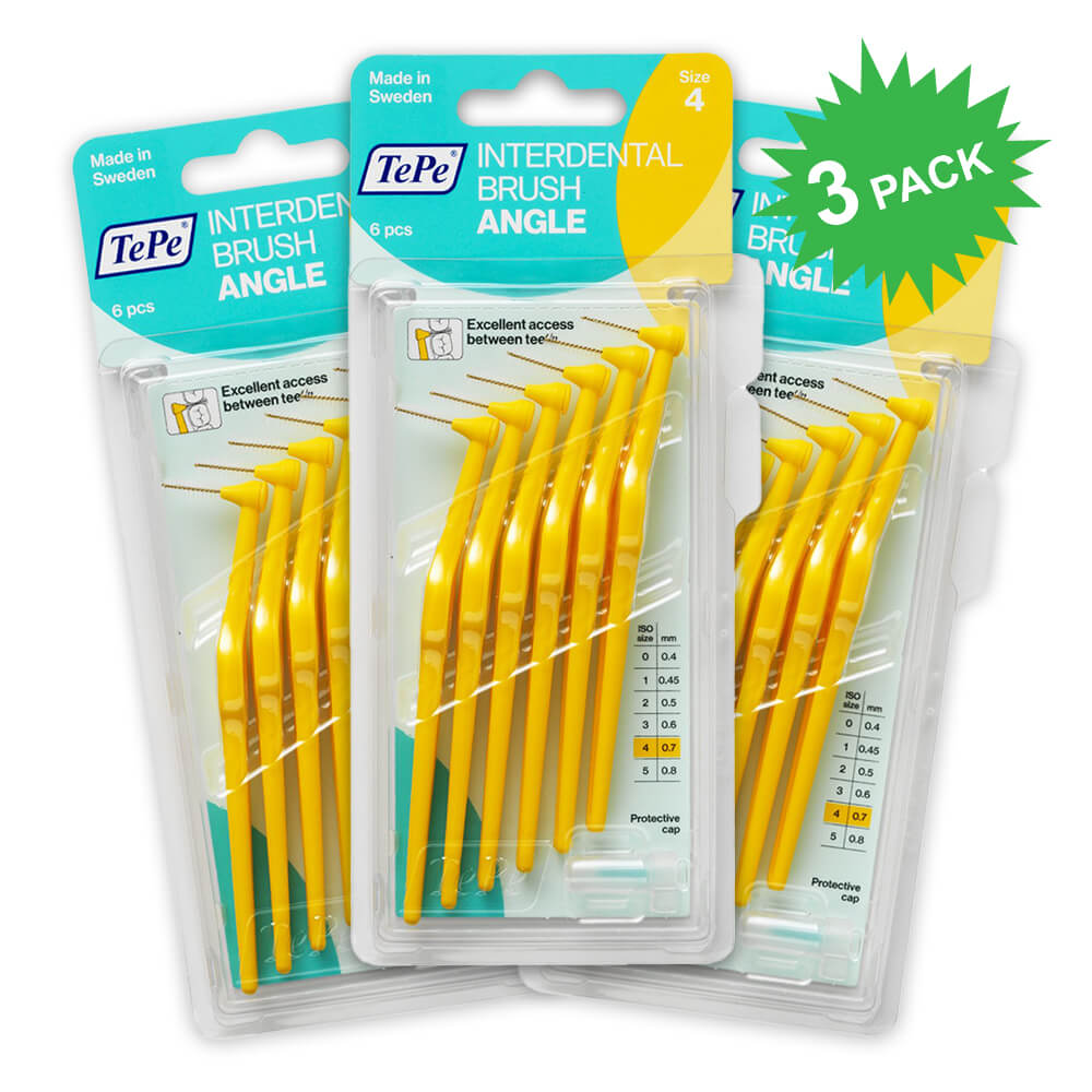 TePe Angle Interdental Brushes Yellow 0.7mm Size | Oral Health Guru
