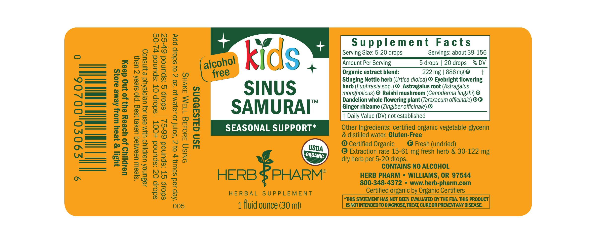 Herb Pharm Kids Sinus Samurai Supplement, 1 oz bottle - Oral Health Guru