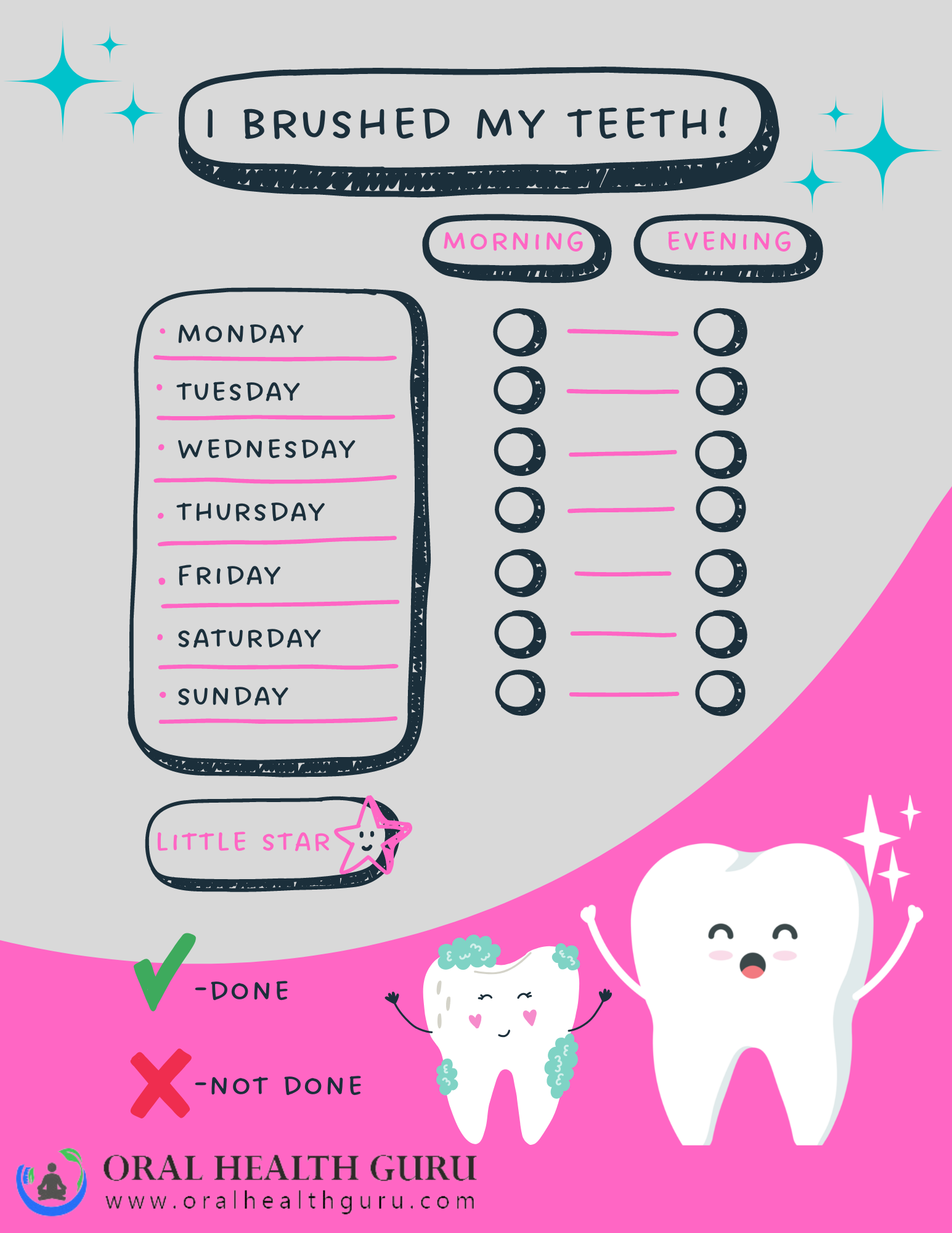 I Brushed My Teeth! An Accountability Calendar in Color Pink! | Oral ...