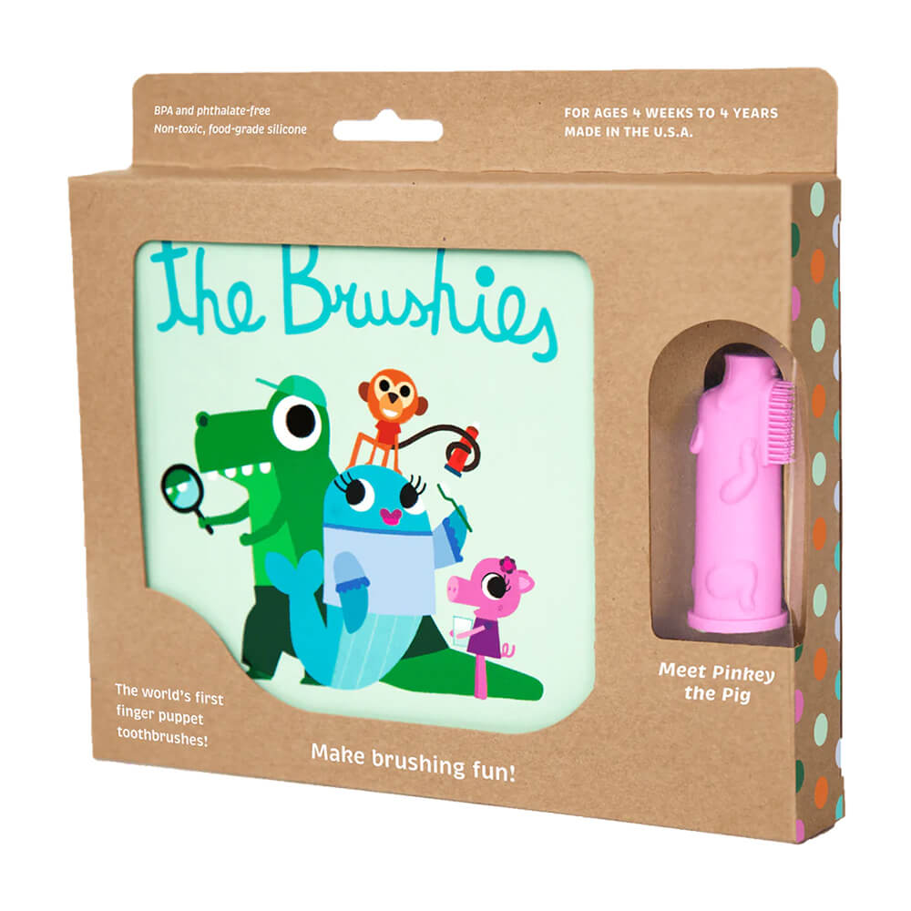 The Brushies Pinkey the Pig Toothbrush and Book Oral Health Guru